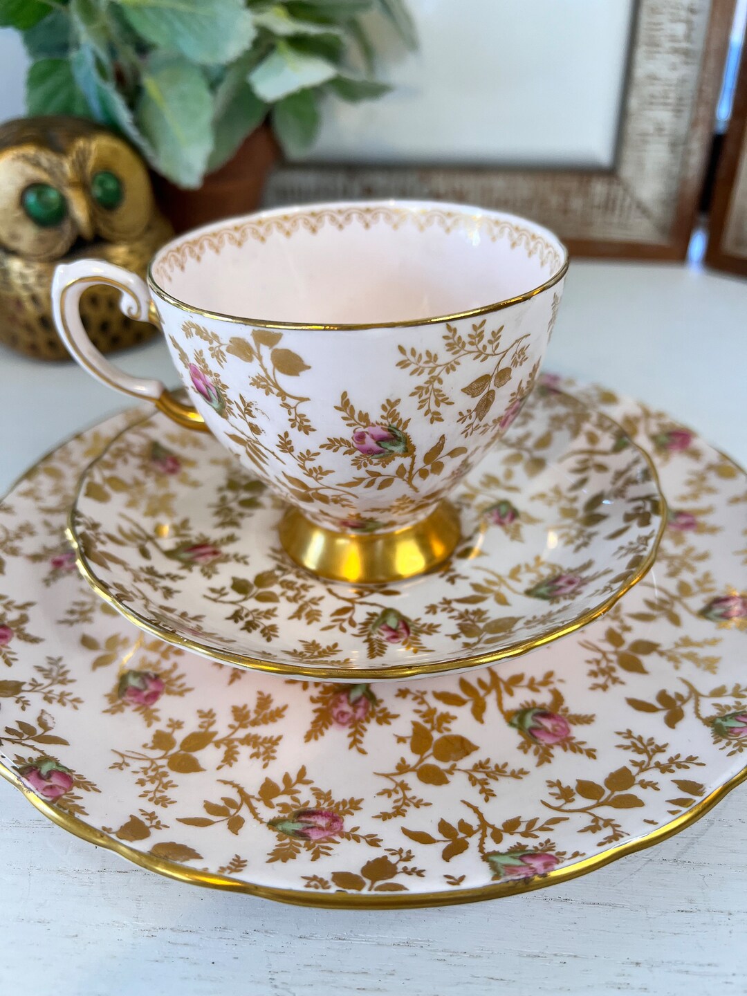Vintage Tuscan Bone China/chintz Du Barry Rose/sunshine Pattern Trio ...