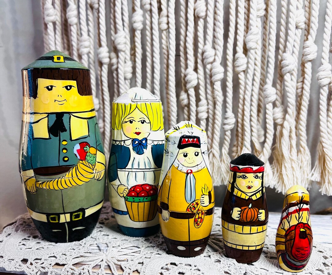 Vintage Nesting Doll 5 Piece Nesting Doll Set/thanksgiving Autumn Fall ...