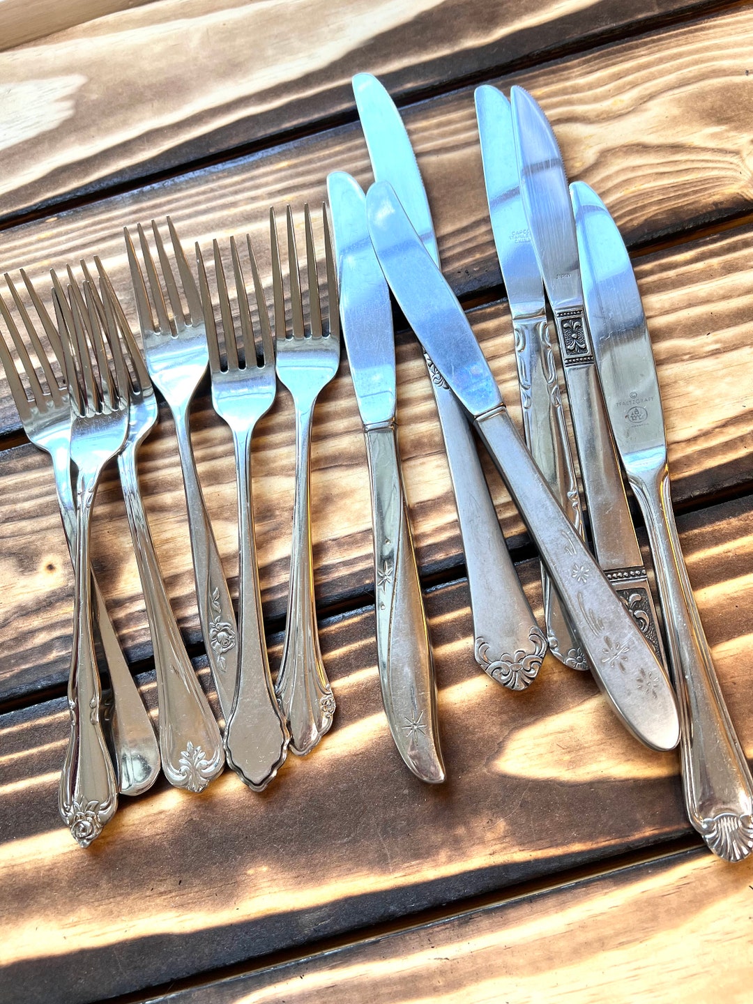 Vintage Mix Match Mcm/retro Stainless Steel Flatware/set of 12/6 Dinner ...