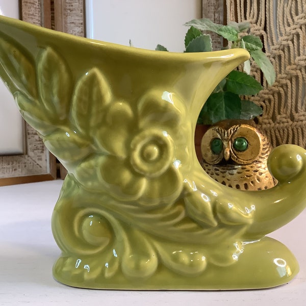 Vintage Green Cornucopia Planter - Etsy