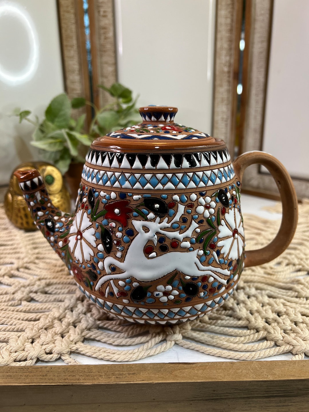 Vintage Greek Red Clay Pottery Teapot Signed Spathas Keramik Archagelos ...