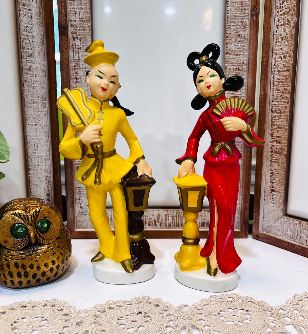 Nippon Yoko Boeki Vintage/antique Hand Painted Asian Figurines/geisha ...