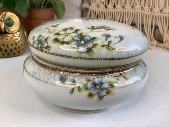 Vintage Nippon Hand Painted Porcelain With Gold Moriage Lidded | Etsy