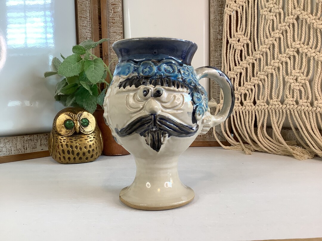 Vintage Pacific Stoneware Funny Face Mug/pedestal Face Mug/ceramic ...