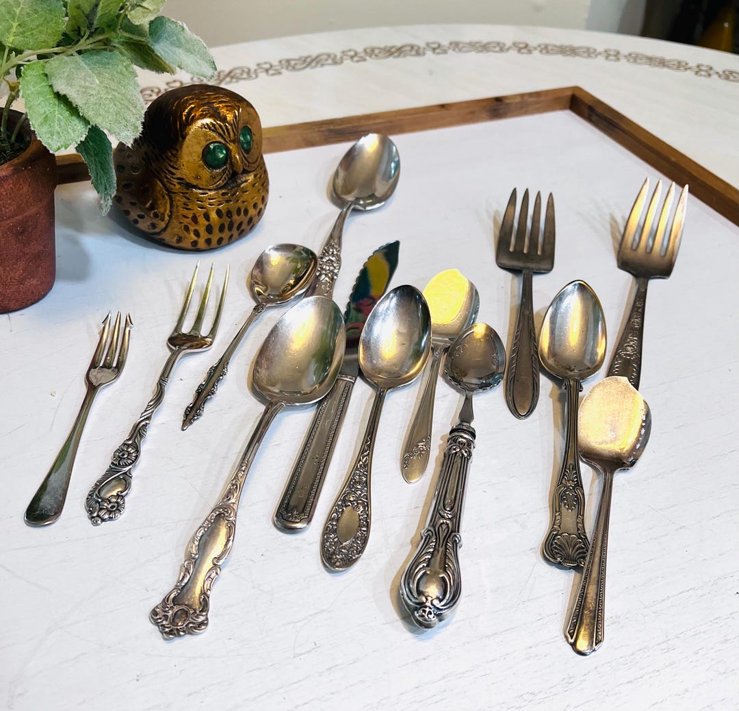 Vintage Mismatched Silverware/silver Plated 13 Piece Set/serving ...