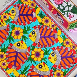 Contemporary Style Fishes in Madhubani Painting - Etsy