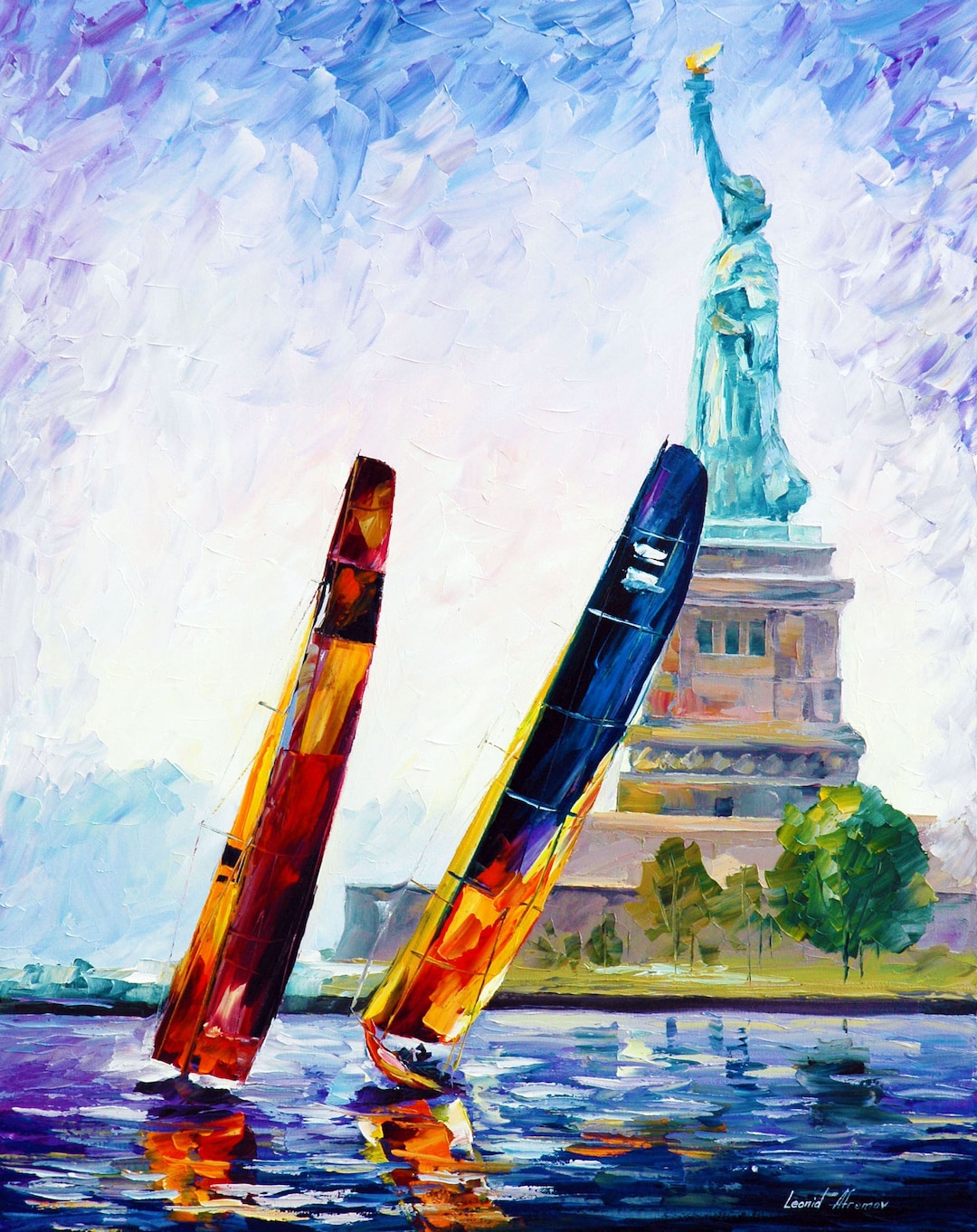 Colorful Statue of Liberty Canvas Print New York City Wall Art for ...