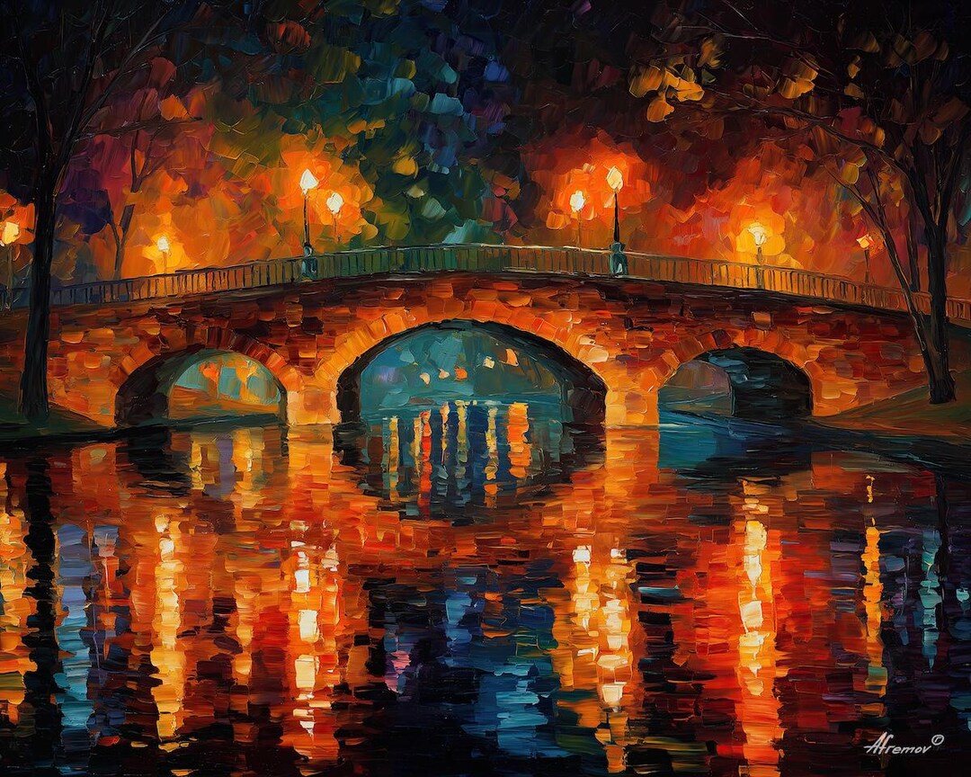 OBSIDIAN BRIDGE: Hand Painted Oil on Canvas by Leonid Afremov Gallery ...