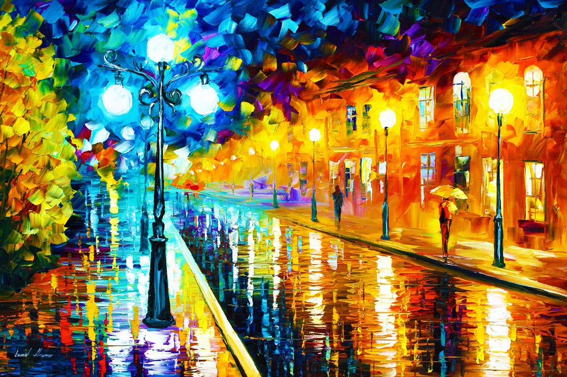 Bright Blue Lantern, Wall Art Oil Painting, Colorful Canvas Artwork ...