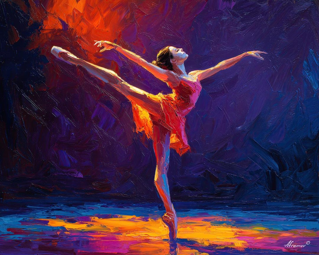 FIERY POISE: Hand Painted Oil on Canvas by Leonid Afremov Gallery - Etsy
