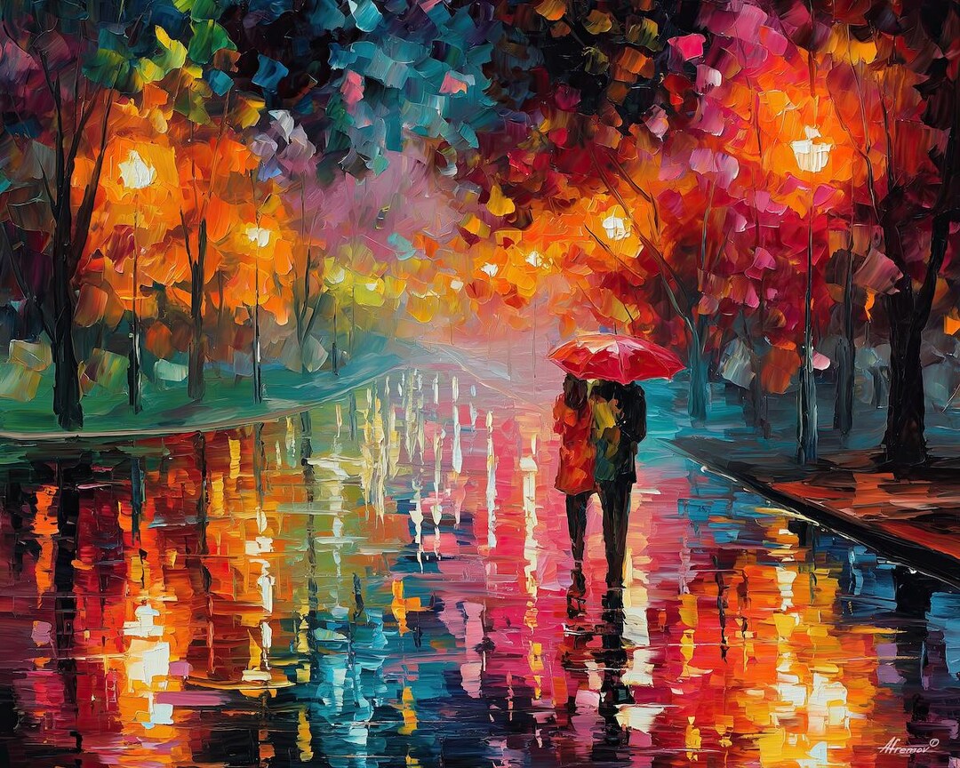 MIRROR RAIN: Hand Painted Oil on Canvas by Leonid Afremov Gallery - Etsy