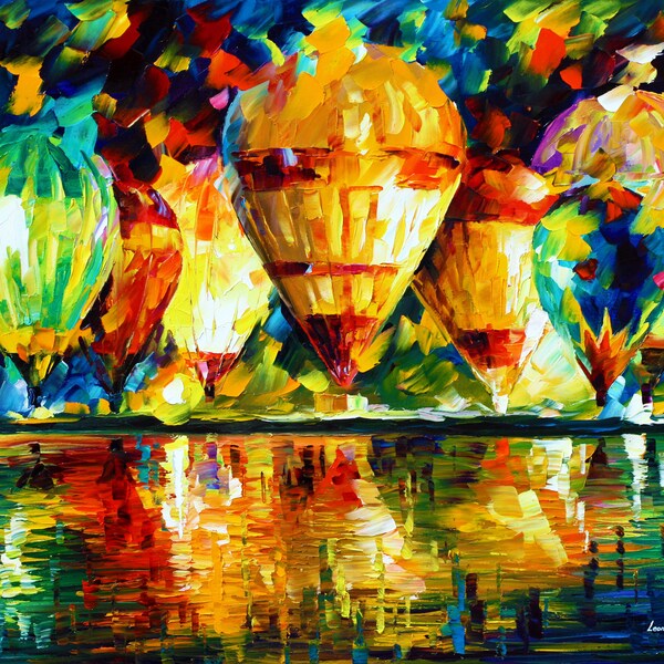 Hot Air Balloon Oil Painting - Etsy