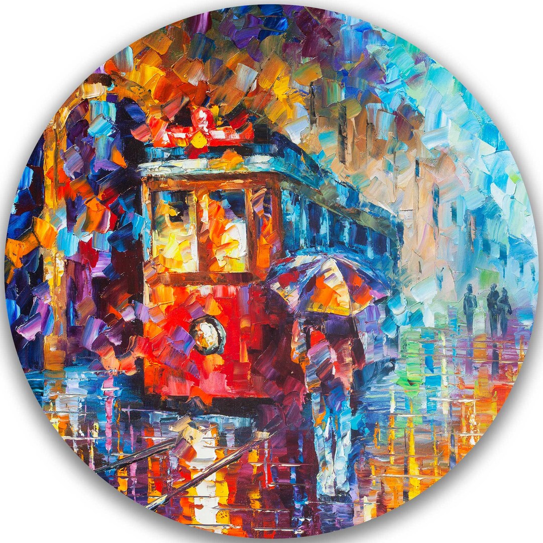 Tram Wall Decor Print Round Artwork on Canvas by Leonid - Etsy