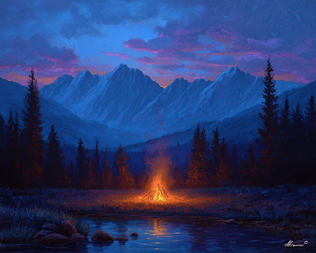 CAMPFIRE GLOW: Hand Painted Oil on Canvas by Leonid Afremov Gallery - Etsy
