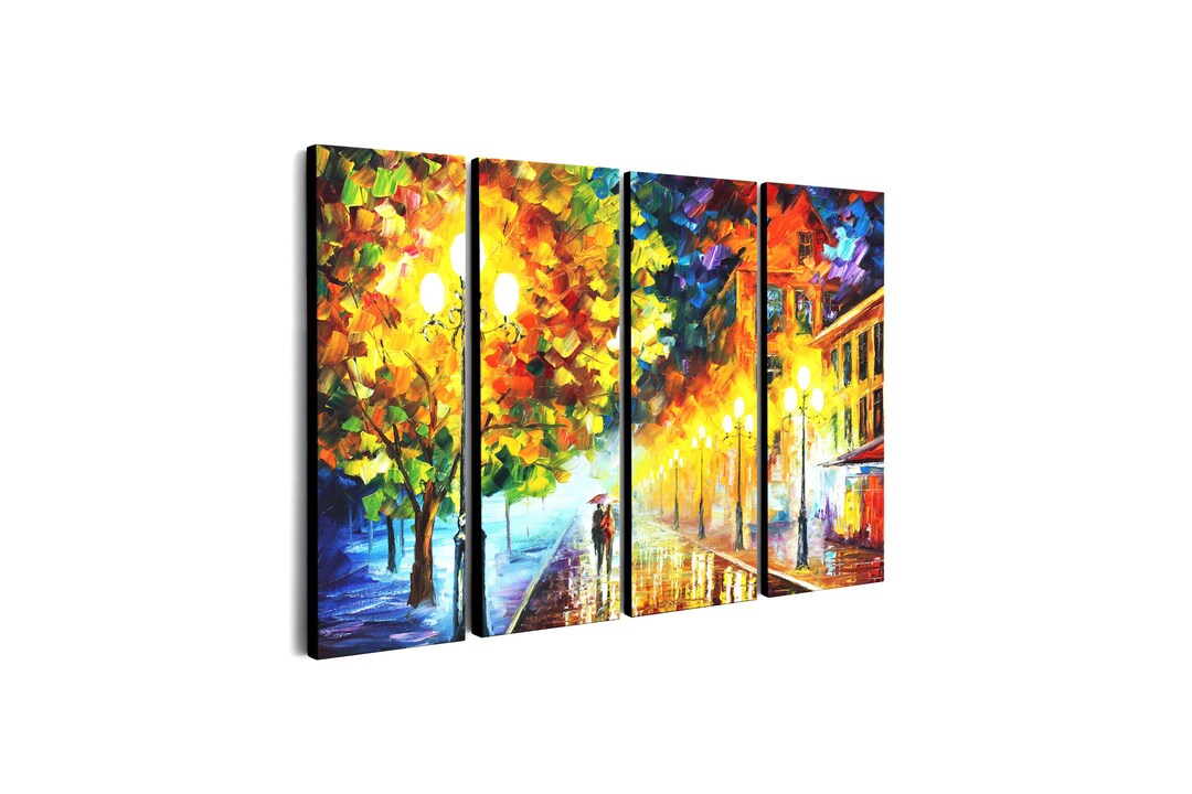 City Scene Print on Canvas | 5 Panels Giclee | Multi Panels Artwork by ...