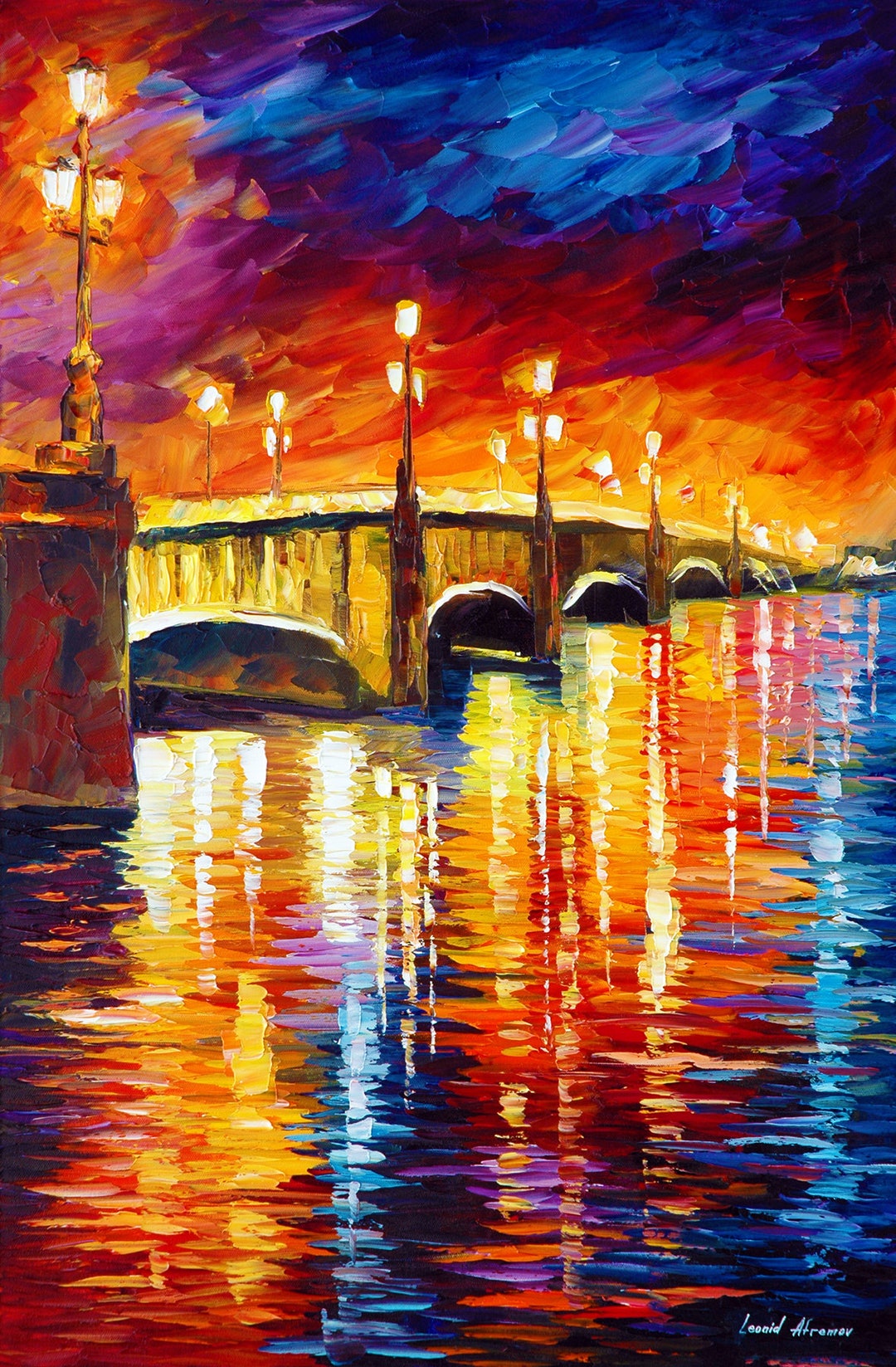Red Bridge Giclee Art, River Wall Decor, Landscape Canvas Print ...