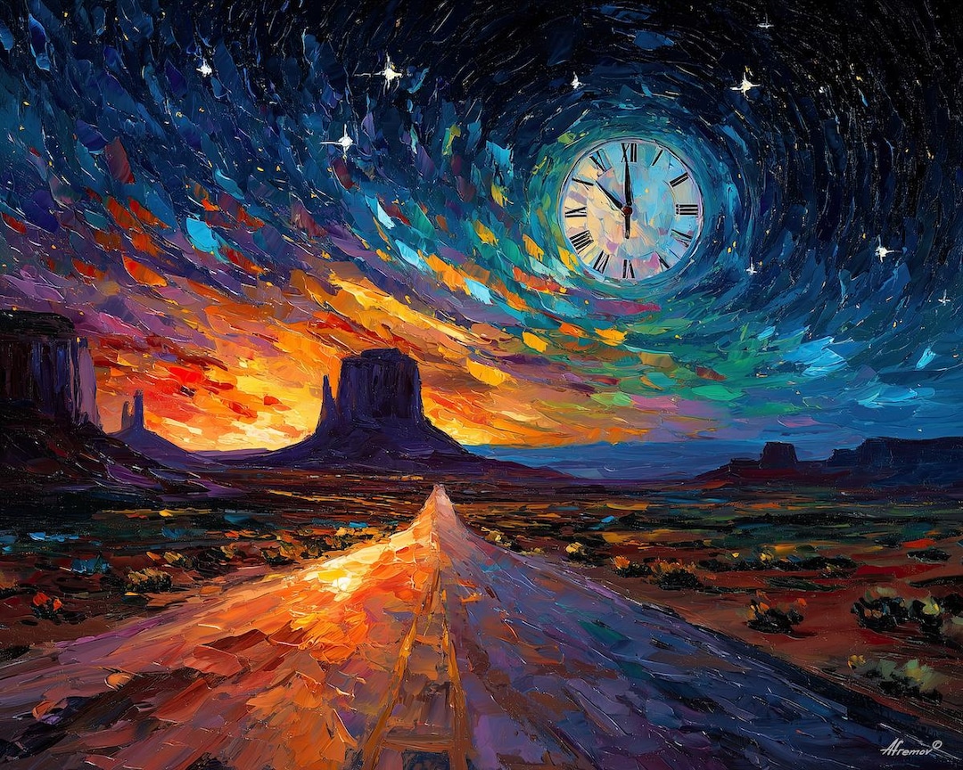 STAR CLOCK: Hand Painted Oil on Canvas by Leonid Afremov Gallery - Etsy