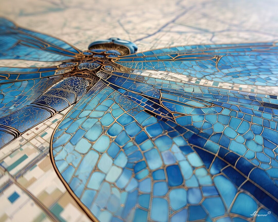 DRAGONFLY WING MAP: Hand Painted Oil on Canvas by Leonid Afremov ...