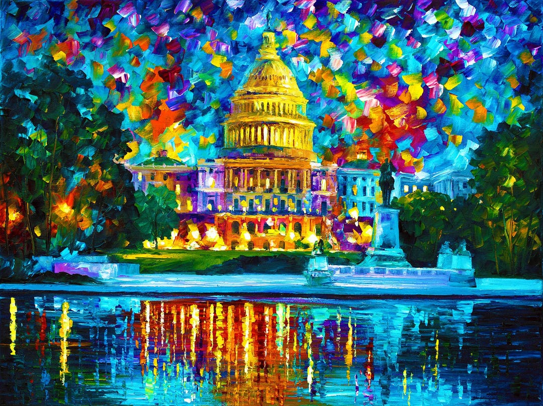 US Capitol Art, Majestic Architecture, Oil Painting, Historical ...
