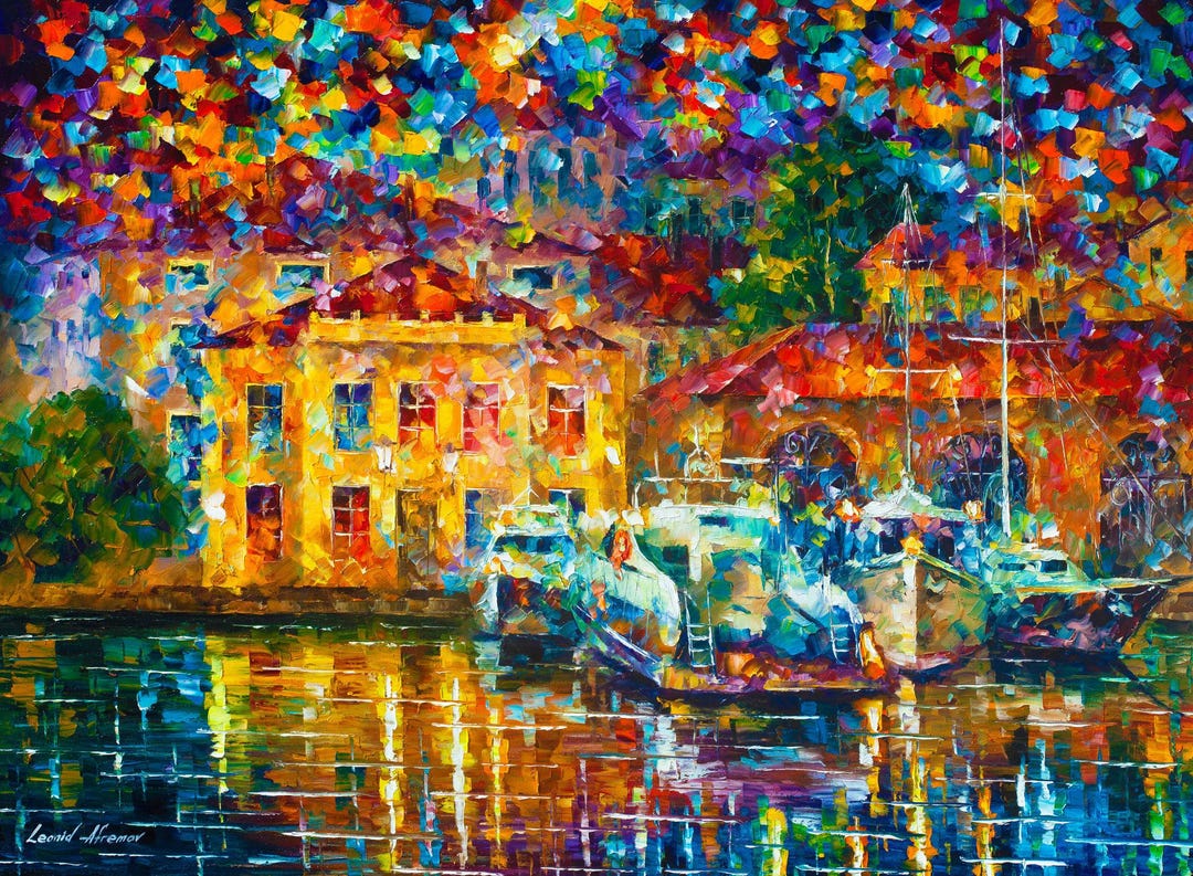 Harbor of Colors - Vibrant Harbor Art, Canvas Wall Decor, Nautical ...