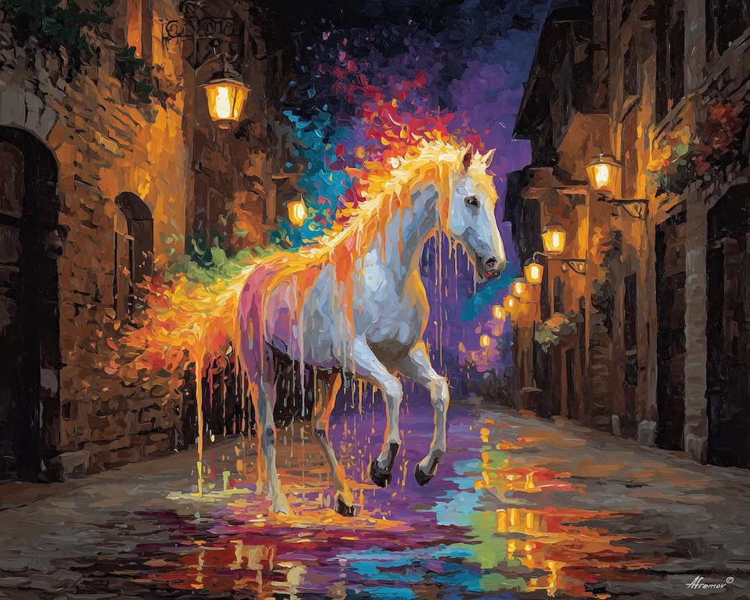 WAXEN HORSE: Hand Painted Oil on Canvas by Leonid Afremov Gallery - Etsy