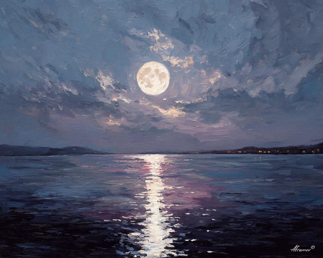 GLOW MOON: Hand Painted Oil on Canvas by Leonid Afremov Gallery - Etsy