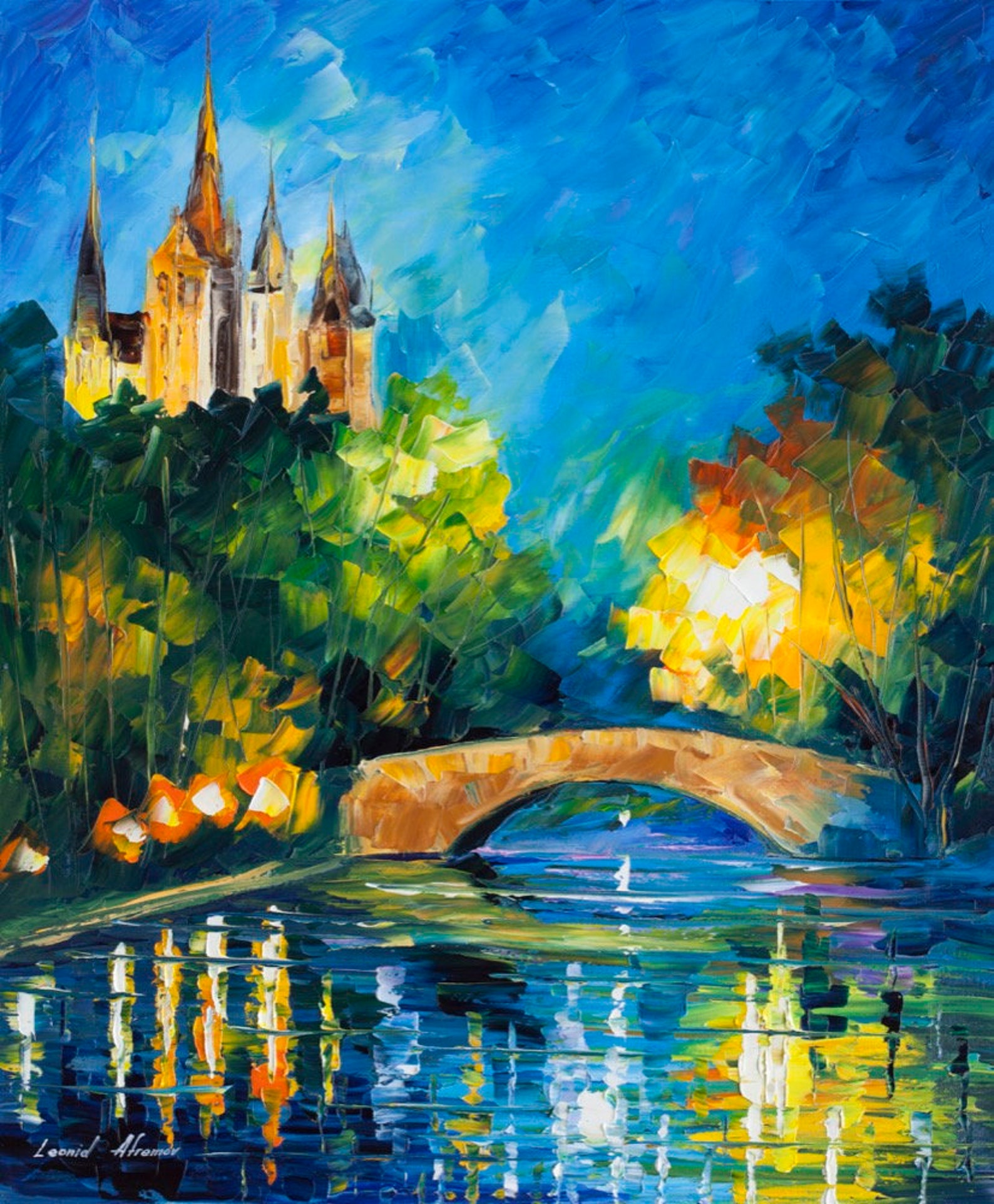 Hermosa obra de arte lienzo impresión azul por Leonid Afremov | Etsy