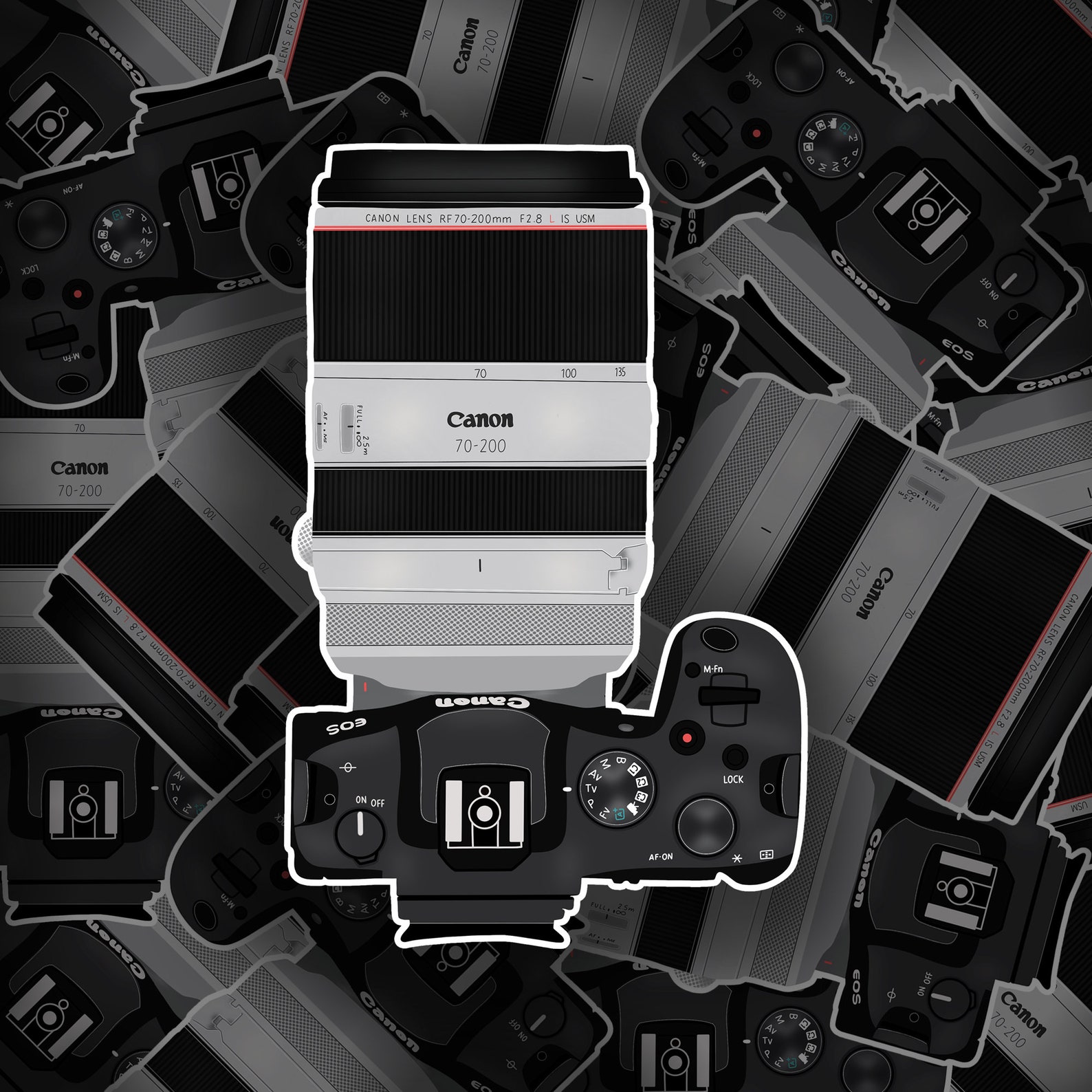 Canon EOS R6 + Rf70-200mm, Camera Sticker for Laptop, Photography ...