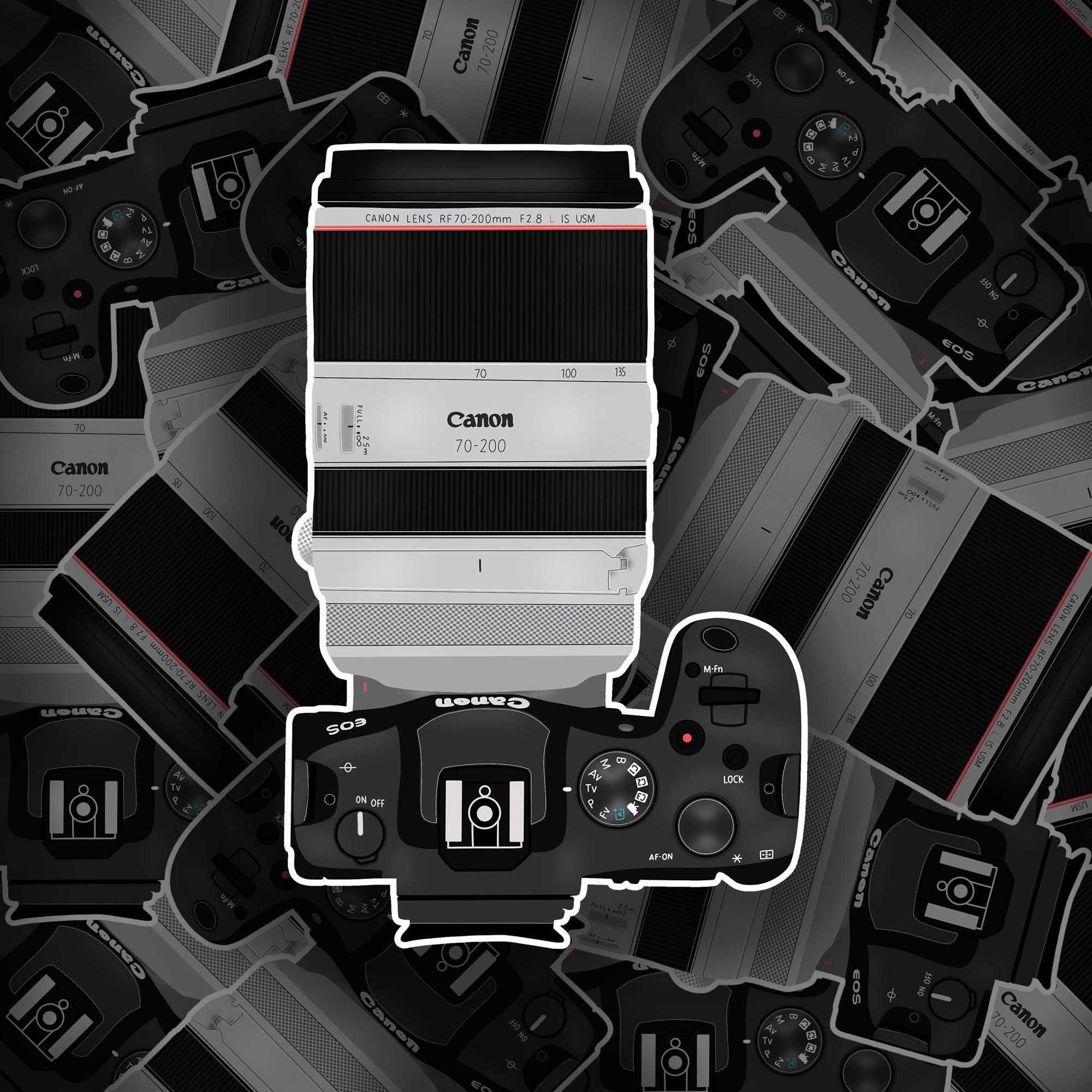 Canon EOS R6 + Rf70-200mm, Camera Sticker for Laptop, Photography ...