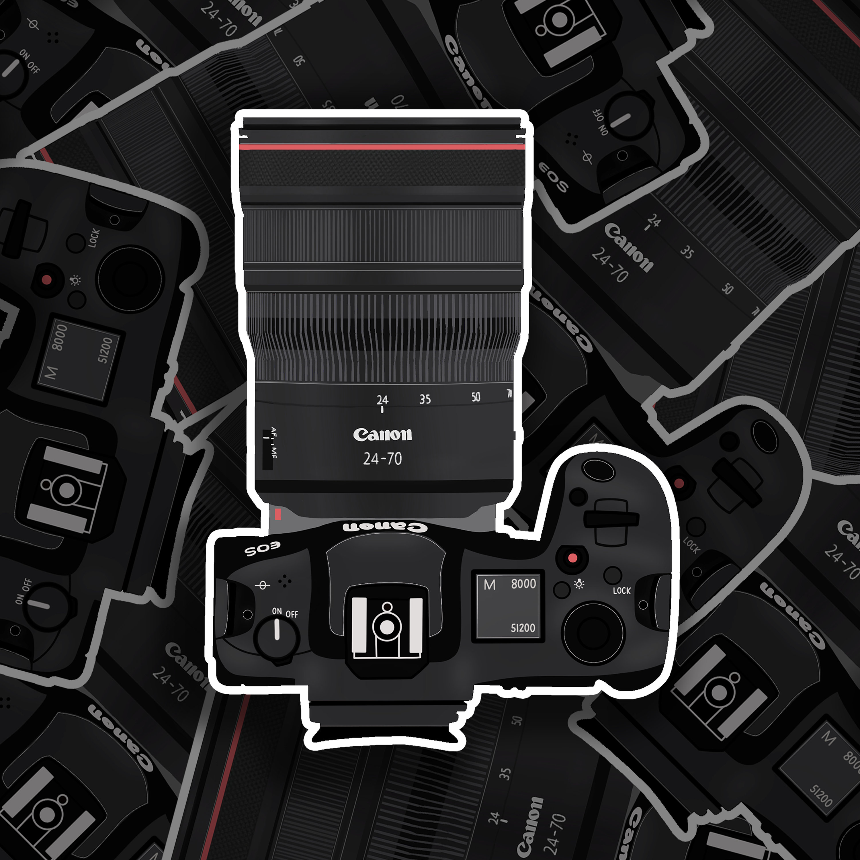 Canon EOS R5 + RF24-70 Camera Sticker for Laptop, Photography Sticker ...