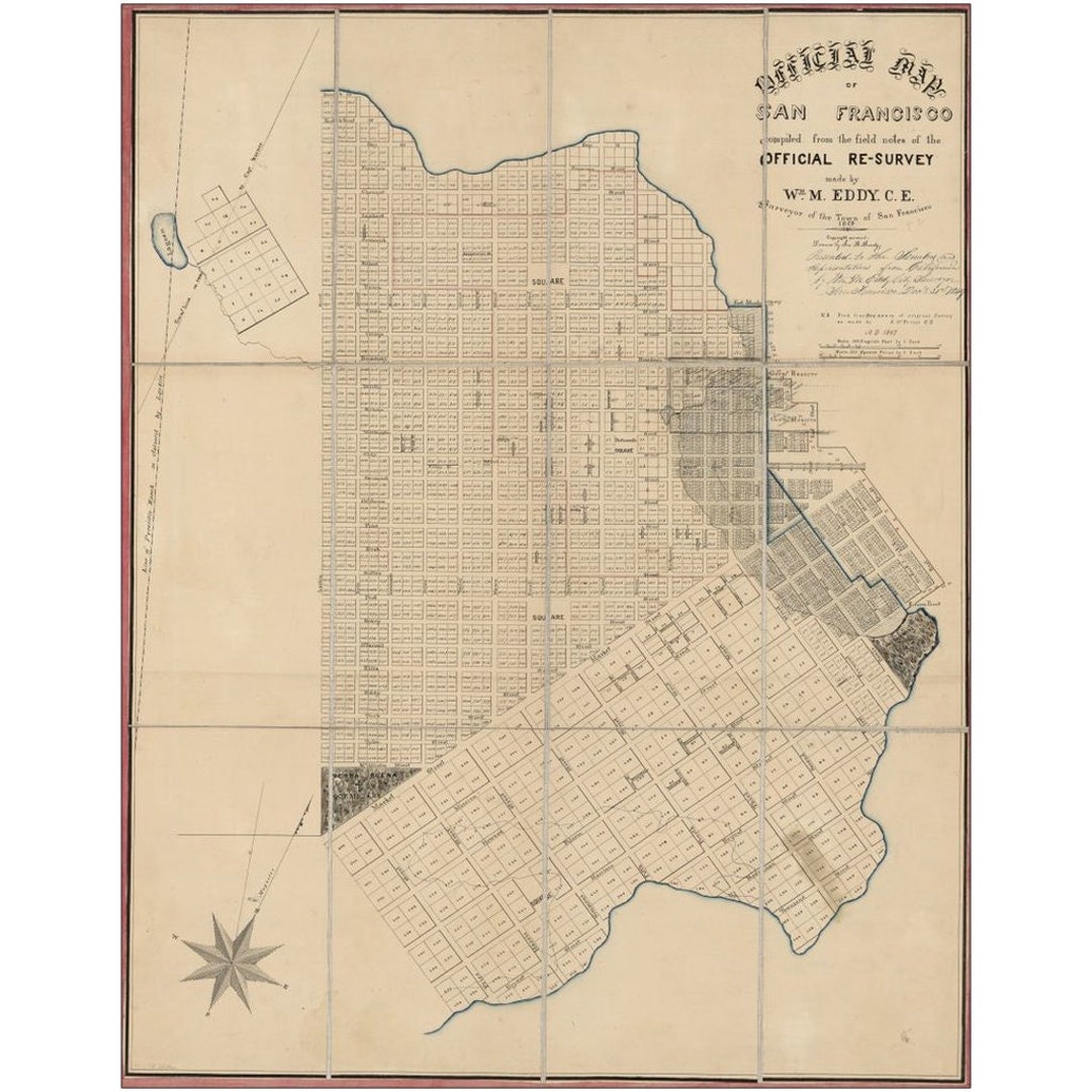 1849 Map of San Francisco - Etsy