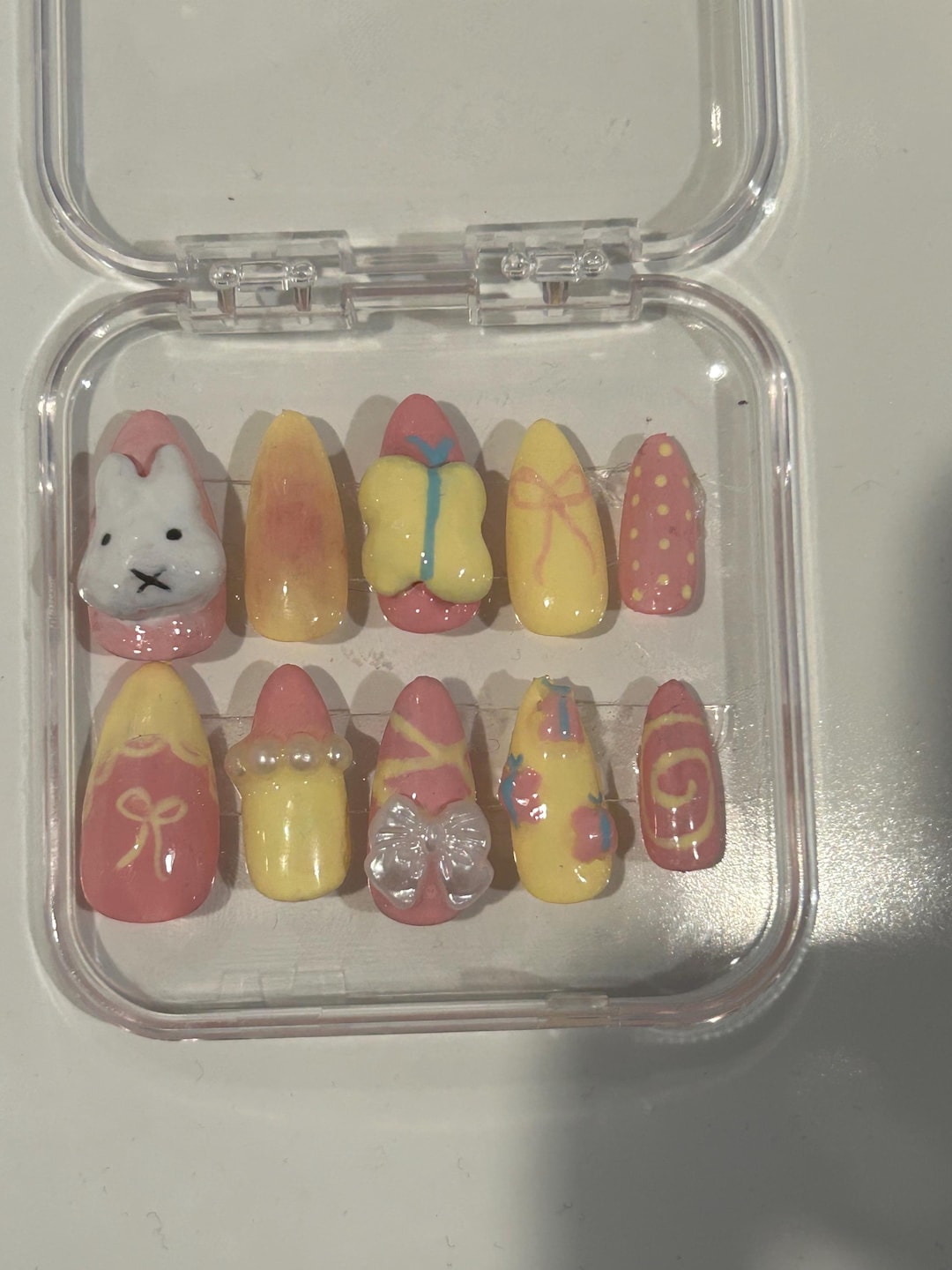 Pink and Yellow MLP Fluttershy Themed Nails - Etsy