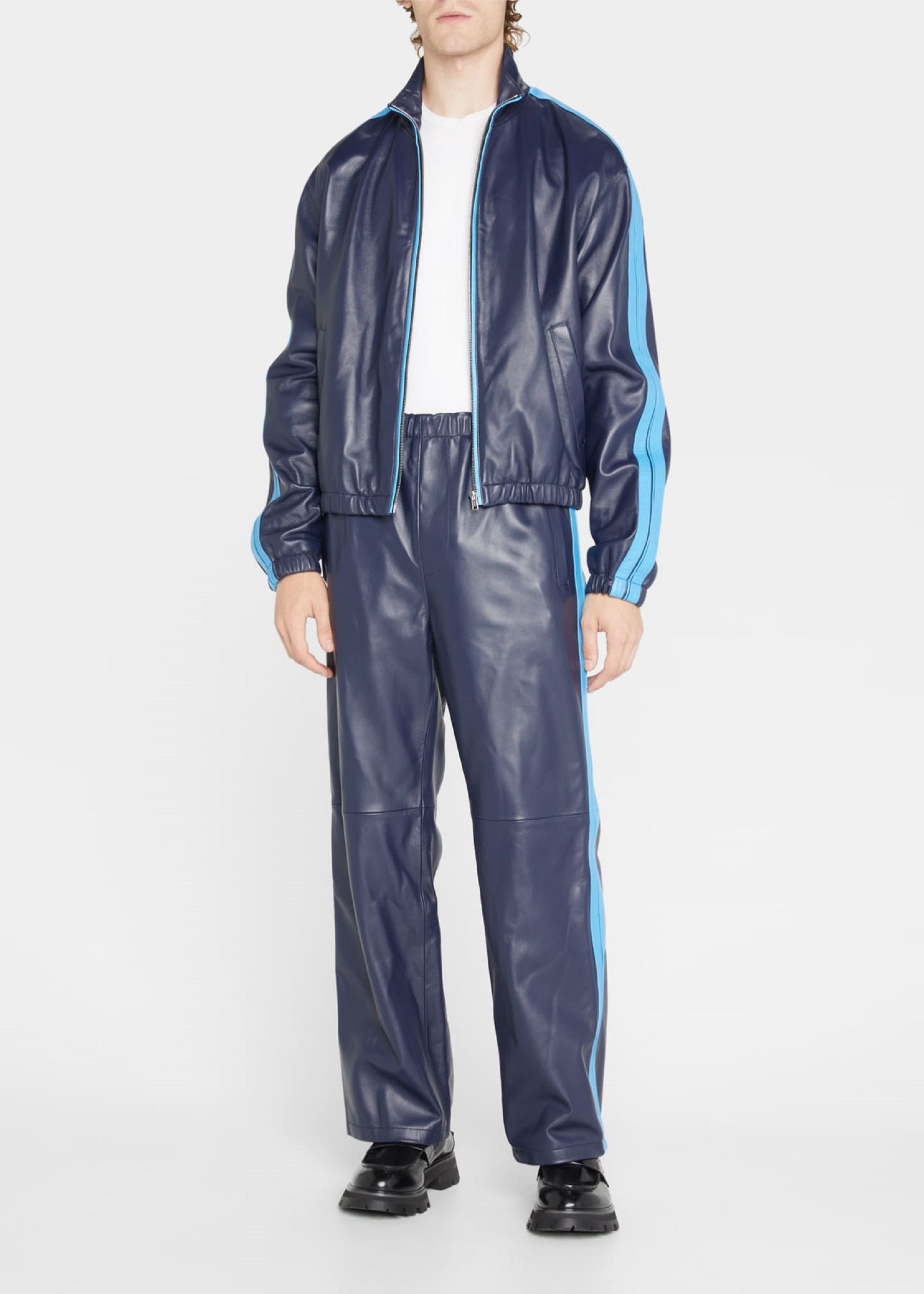 Men Leather Genuine Blue Tracksuit Leather Blue Pants Handmade - Etsy