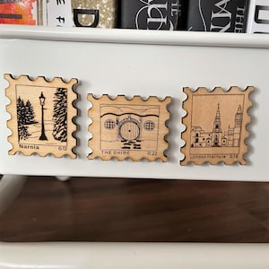 Wooden Bookish Postage Stamp Magnets - 20 Designs - Etsy