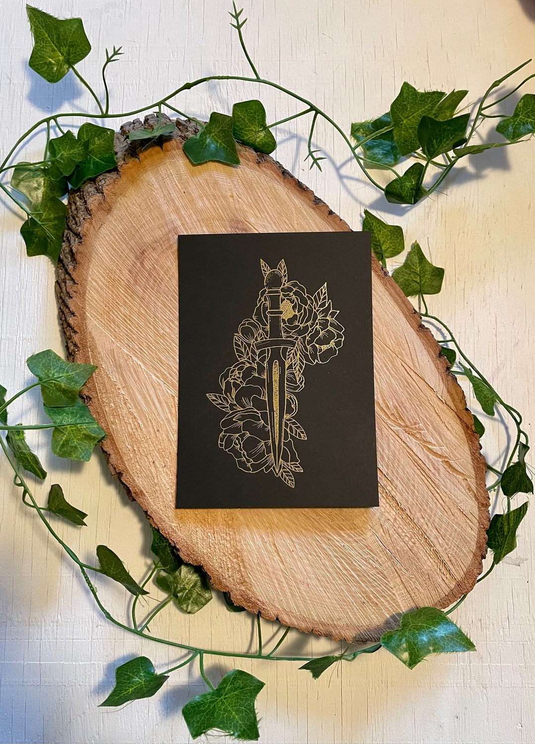 Floral Dagger Foil Print - 5x7 or 8x10 - 4 Foil Options - Etsy