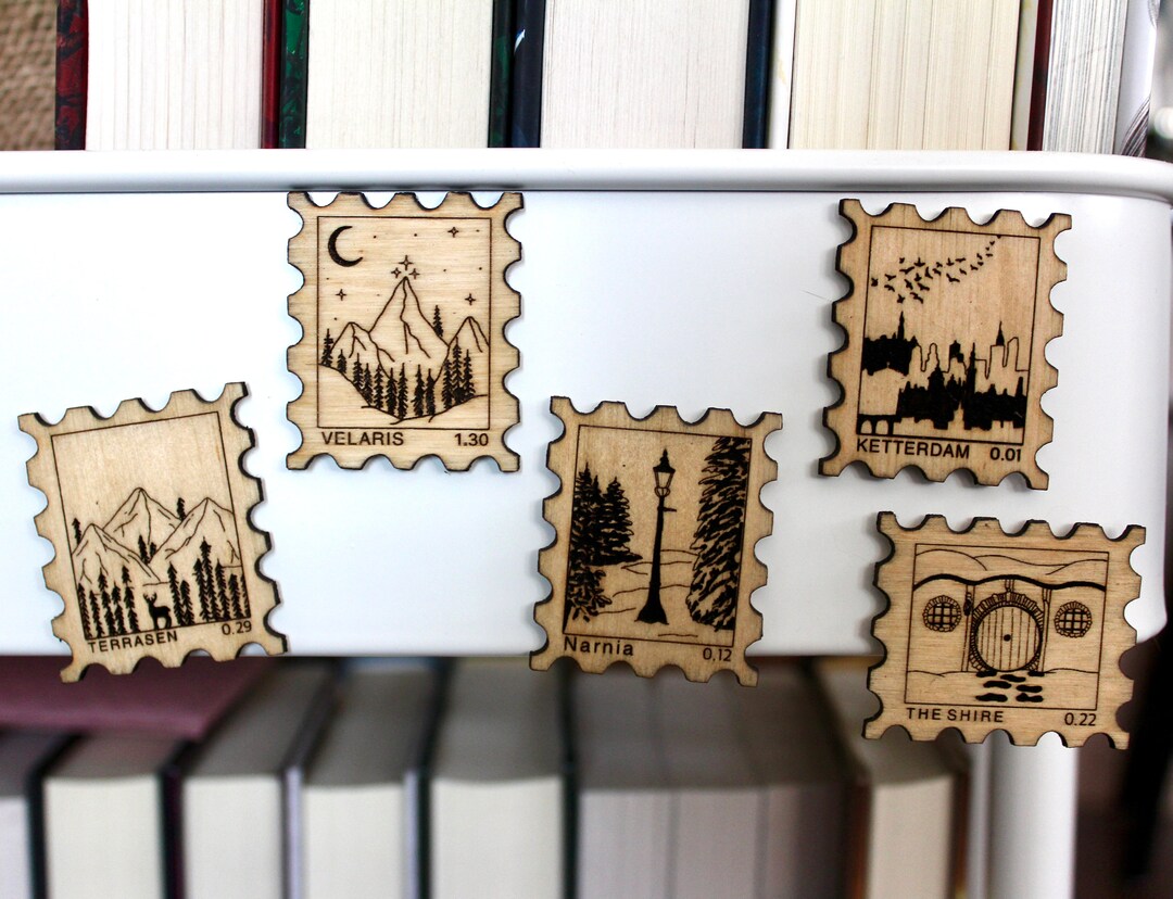 Wooden Bookish Postage Stamp Magnets - 20 Designs - Etsy