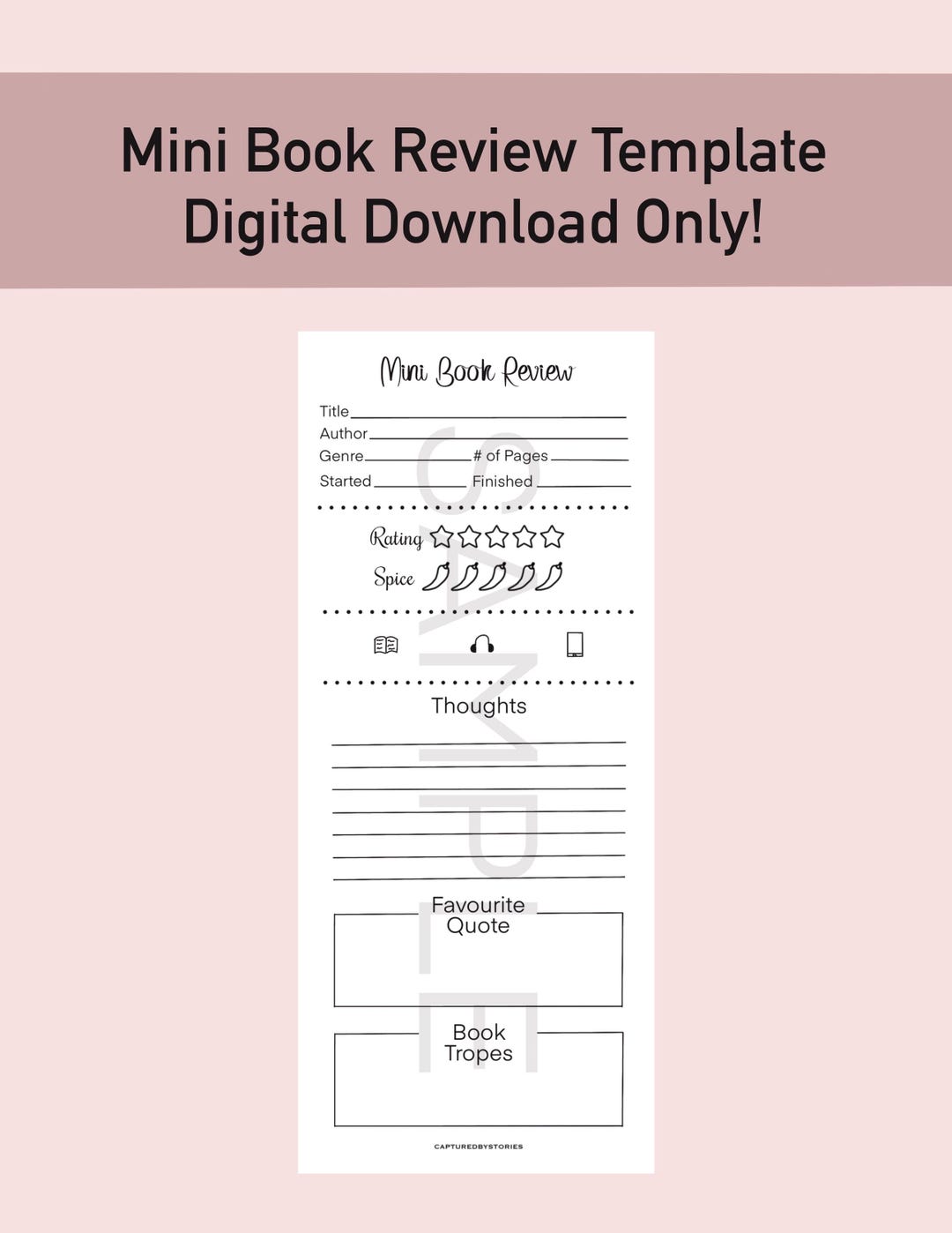 Mini Book Review Template - Simple - Etsy