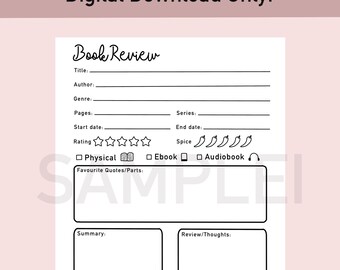 Book Review Minimalistic Template - Etsy