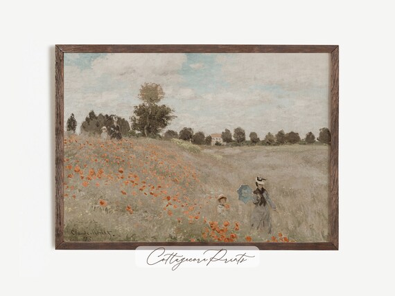 Poppy Field Landscape Painting Printable Wall Art Digital | Etsy