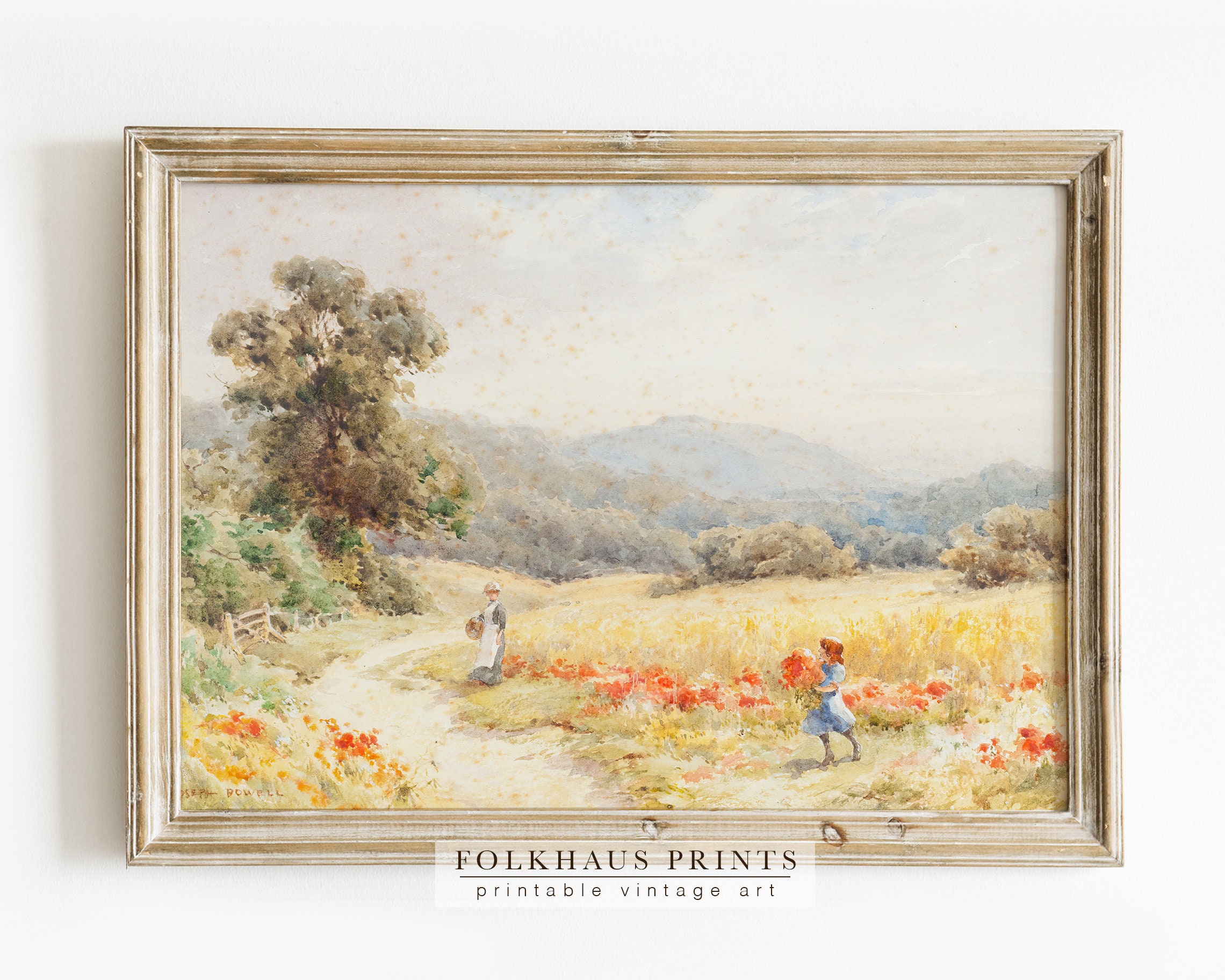 Poppy Field Landscape Painting Printable Wall Art Digital - Etsy