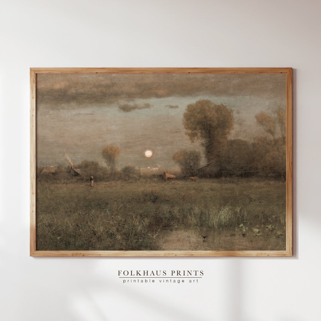Landscape Painting | Printable Wall Art | Vintage Moonlight Print ...