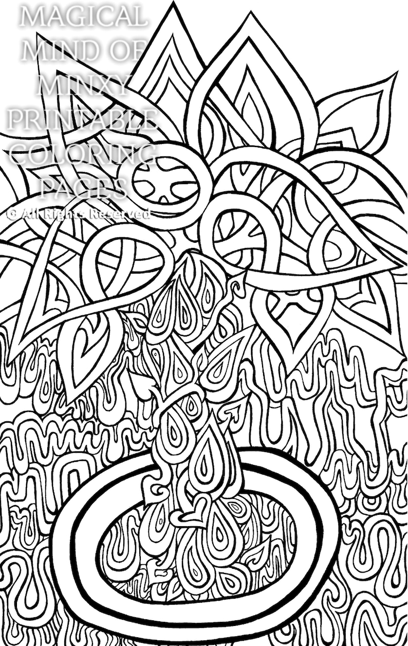 Hand Drawn Adult Coloring Page Psychedelic Tree Abstract - Etsy México