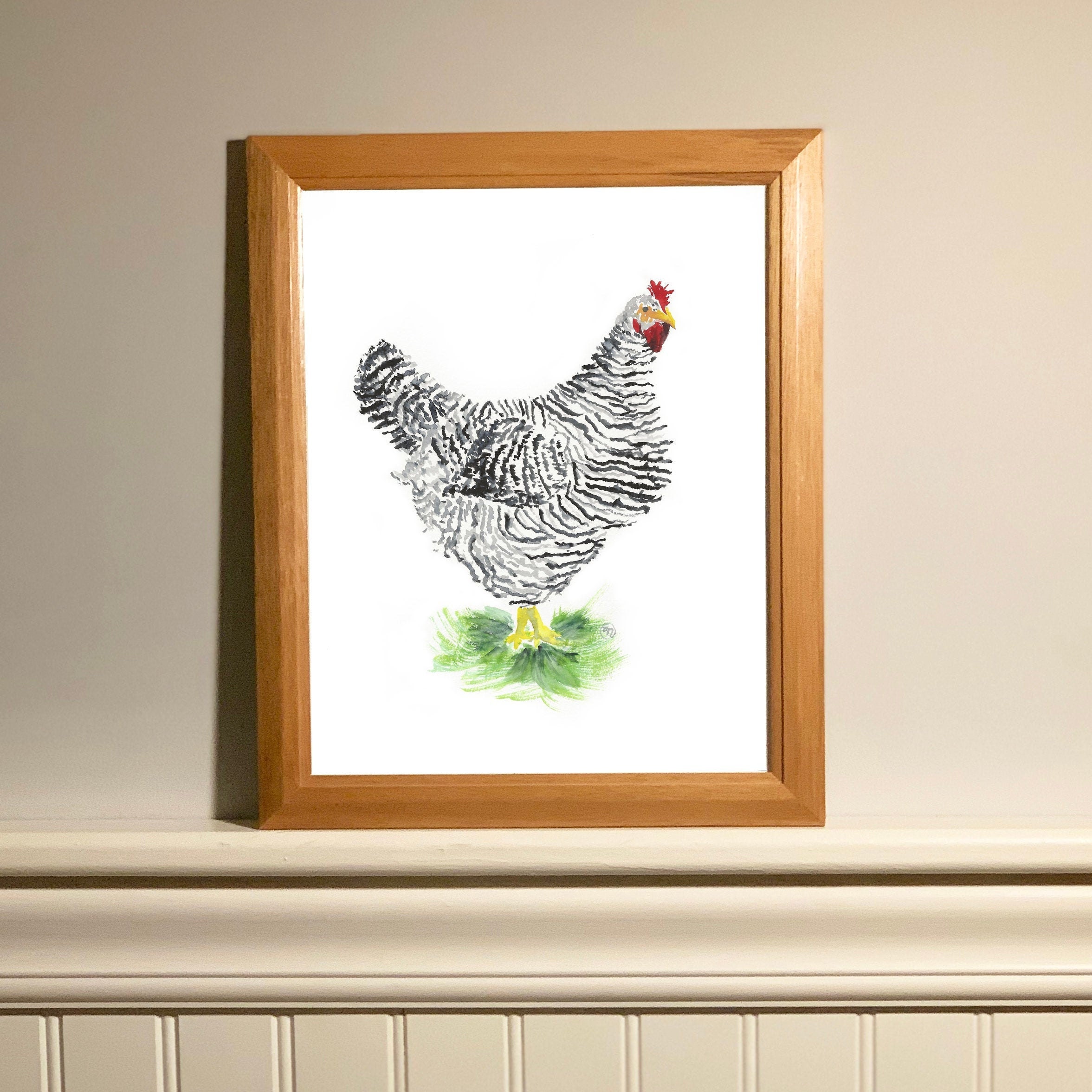 Barred Rock Chicken Watercolor Art Print - Etsy