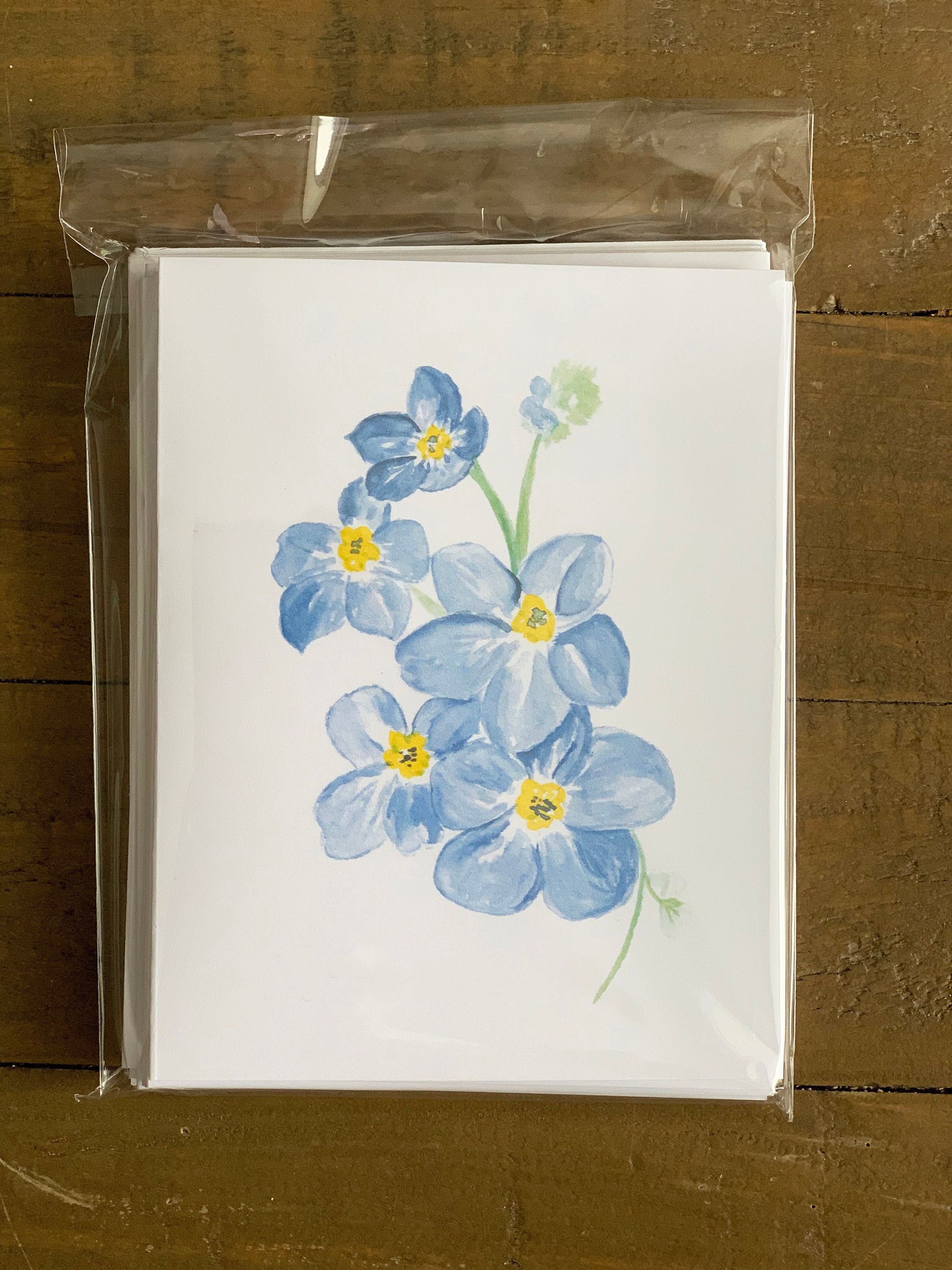 Forget-me-not Flower Notecard Original Watercolor Card Set of 9 With ...