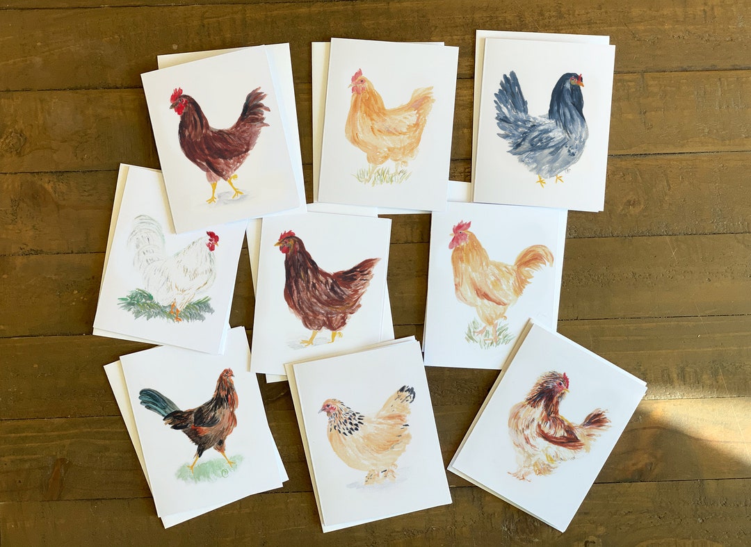 Heritage Chicken Variety Pack Note Cards Original Watercolor Set of 9 ...