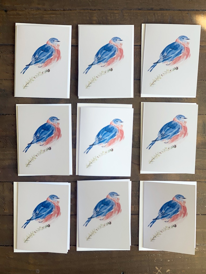 Bluebird Note Cards Set of 9 Original Watercolor Art Prints of a ...