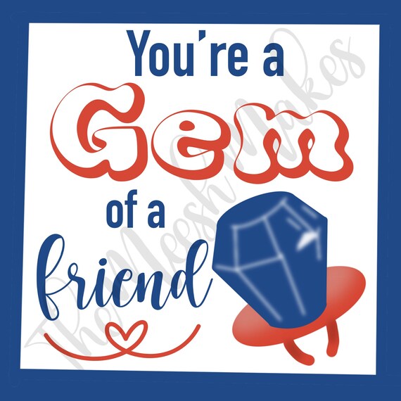 Youre a Gem of a Friend Valentines Day Card to Attach to a | Etsy