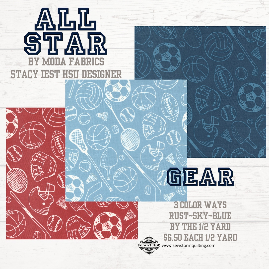 All Star Fabric Gear 3 Color Ways by Moda Fabric by the 1/2 Yard - Etsy