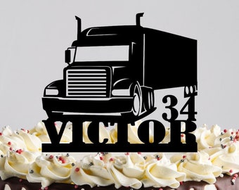 Personalised Acrylic American Truck Driver Birthday Cake Topper ...