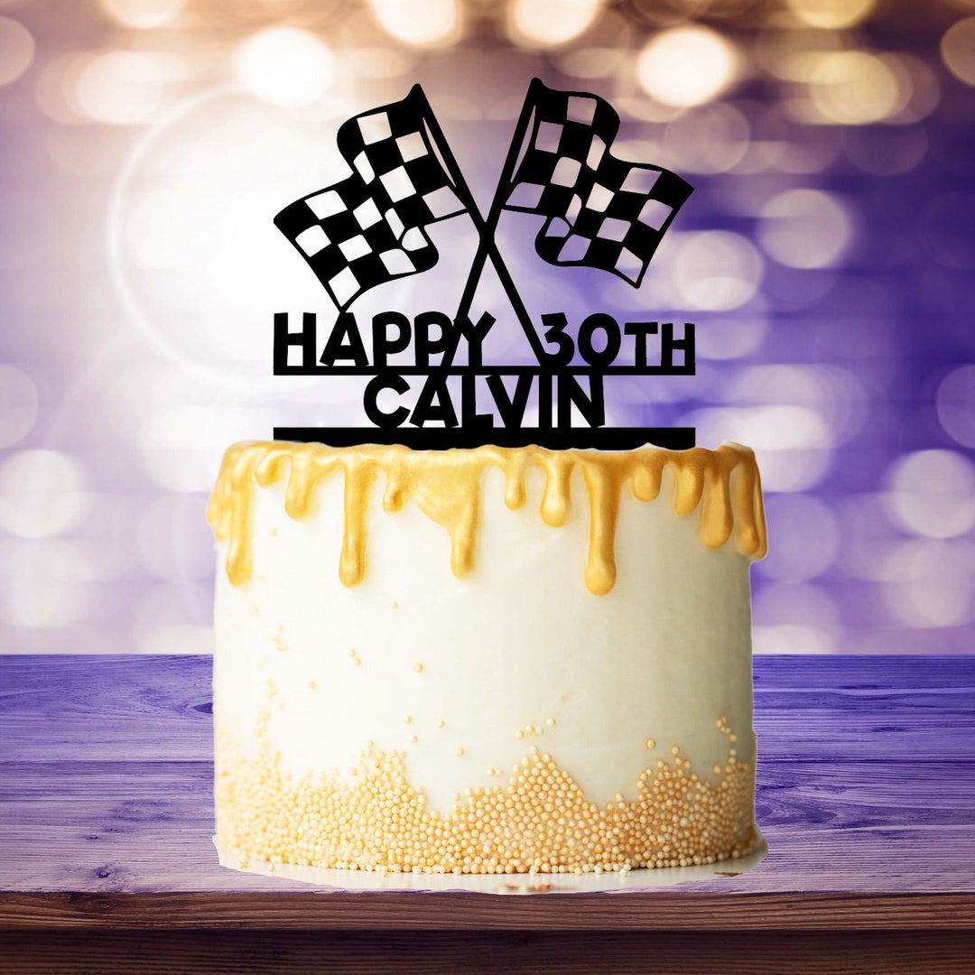 Checkered Flag Cake Topper, Racing, Car Race, Dirtbike, Motorcross, ATV ...